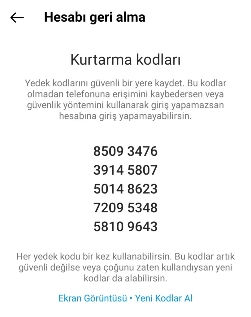 6 ve 8 Haneli Instagram Kurtarma Kodu Nasıl Alınır? Kod İle Giriş ...